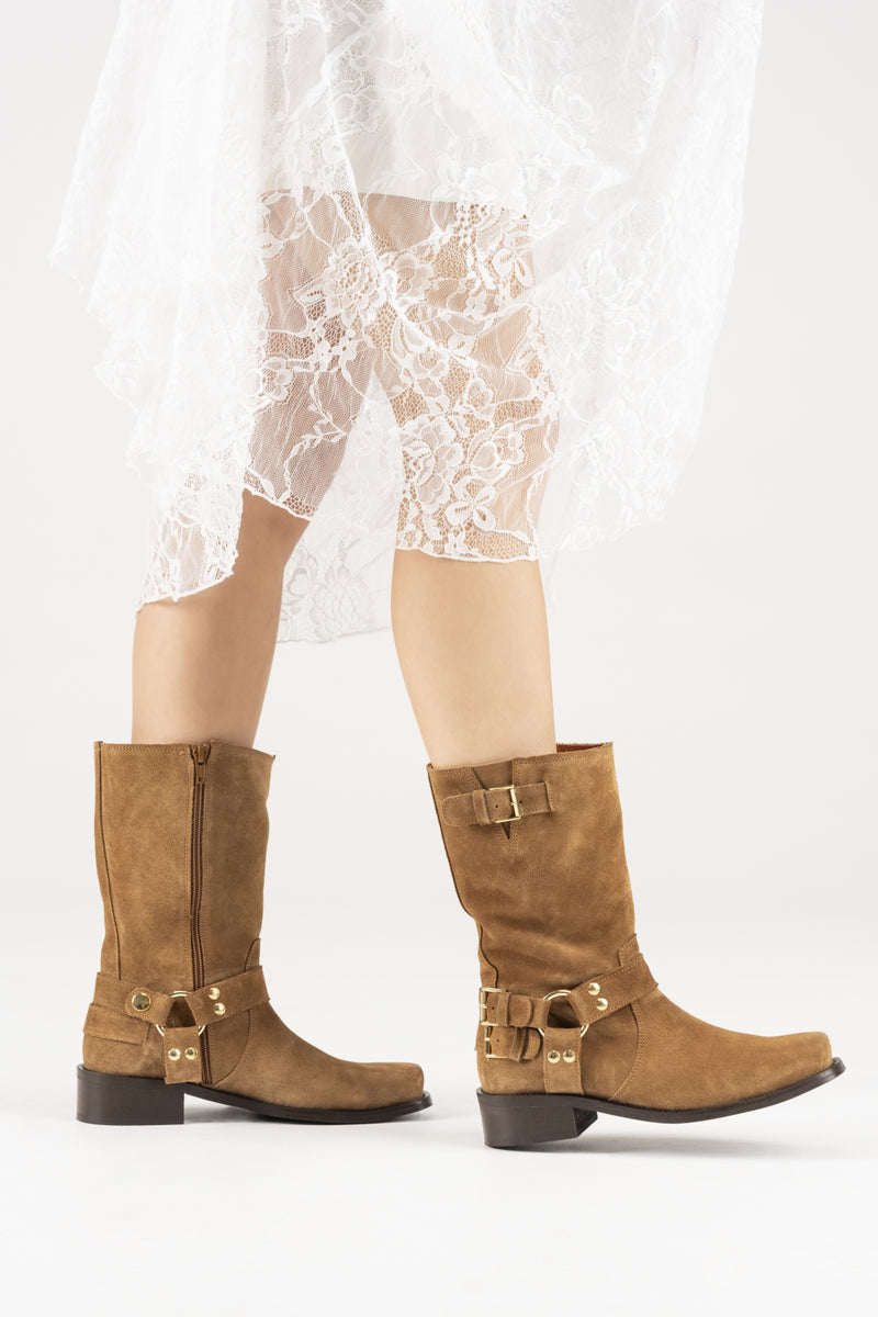 LINCOLN suede - Bikerboots | Cognac – DWRS label
